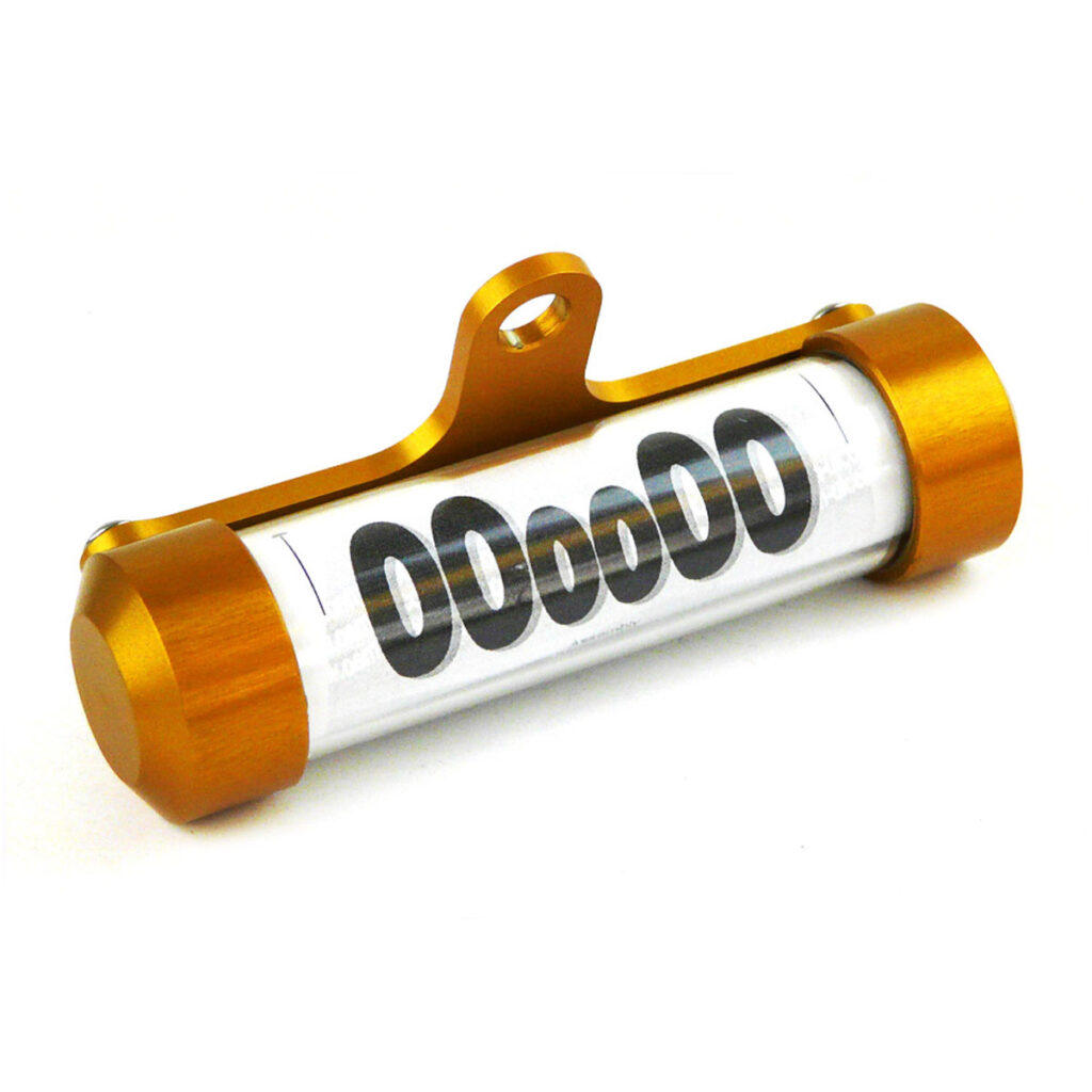 Gold cylindrical tax disc