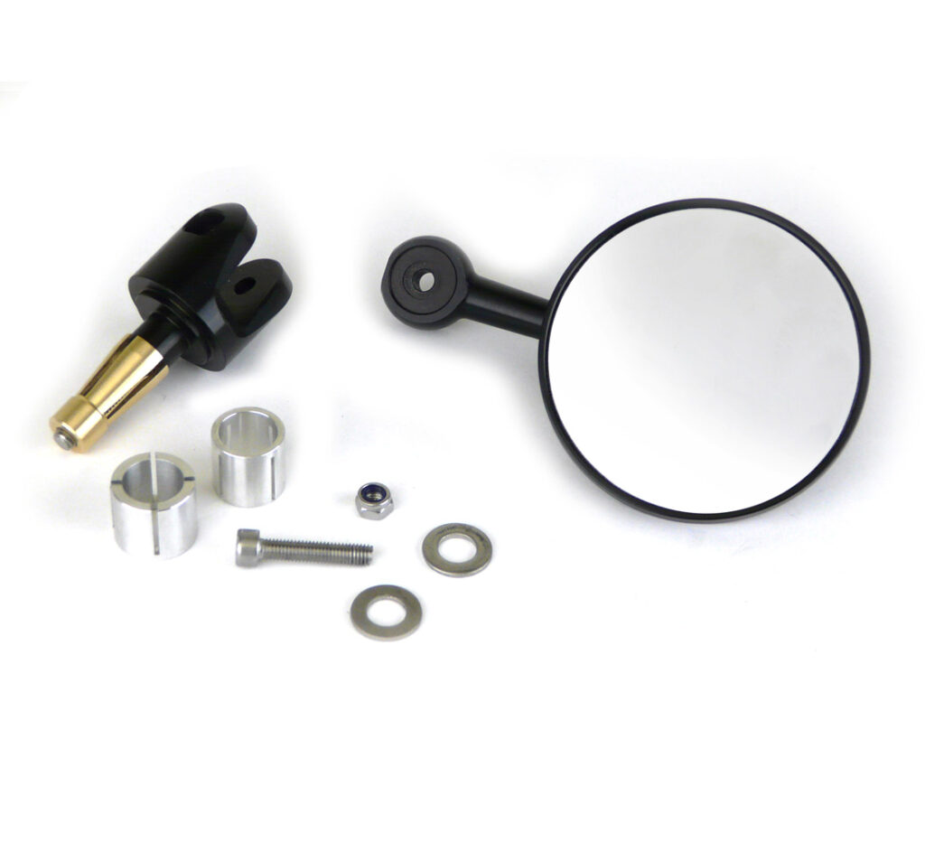 Black Adjustable Bar End Mirror for Motorcycles and Scooters
